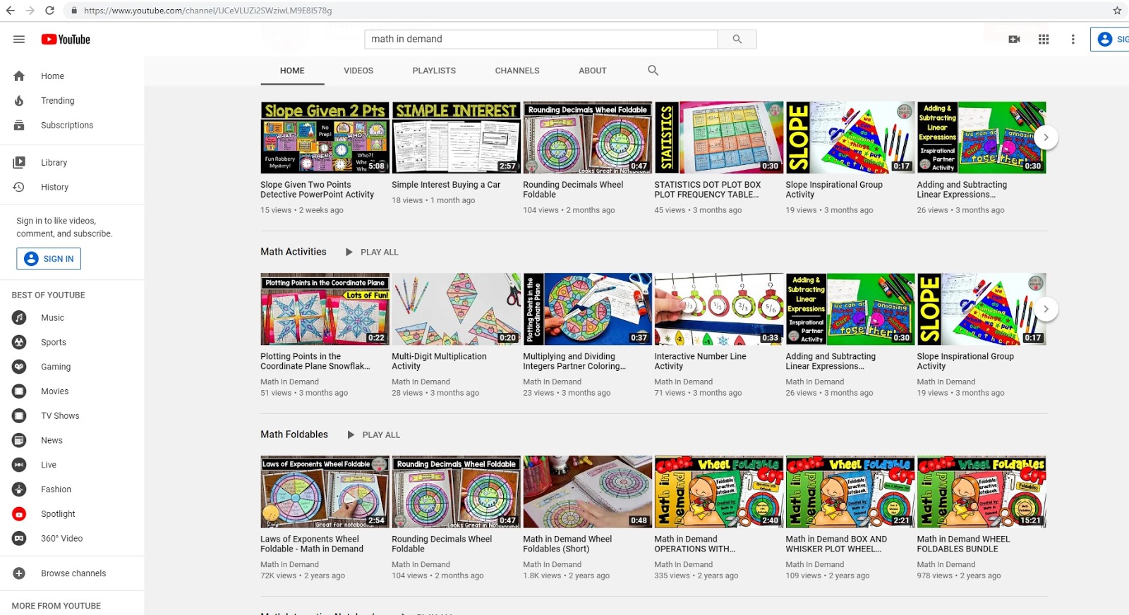 Math in Demand: Middle School Math Online Resources