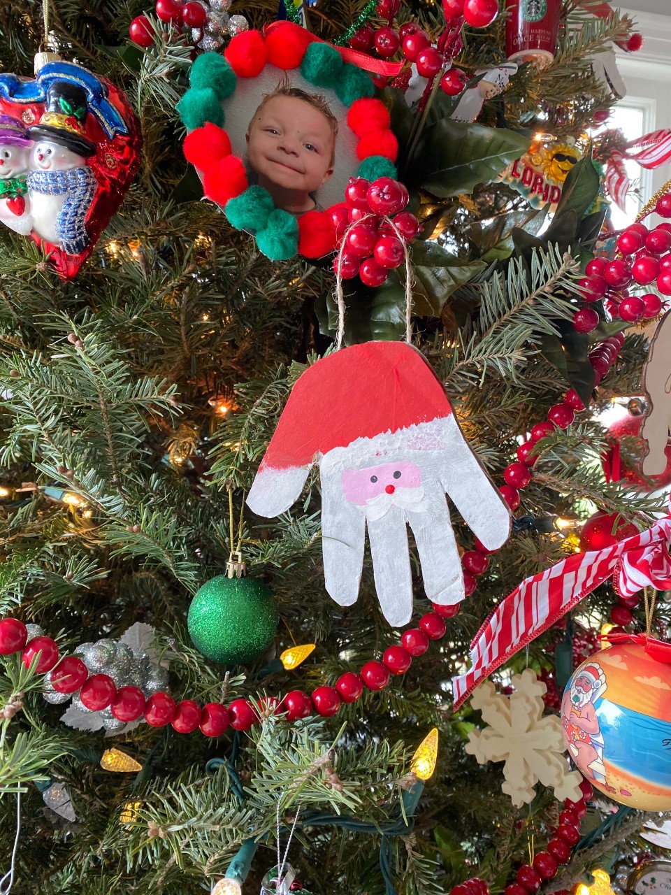 Polka-Dotty Place: DIY Santa Hand Print Ornaments