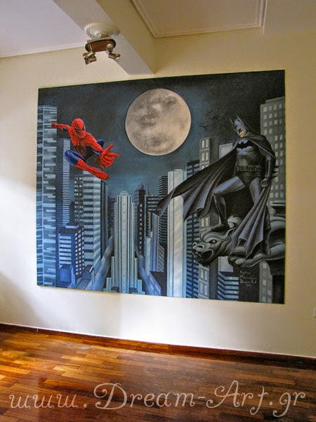 Ειρήνη Μωυσιάδου Τοιχογραφίες: SPIDERMAN - BATMAN Ζωγραφική σε καμβά ...
