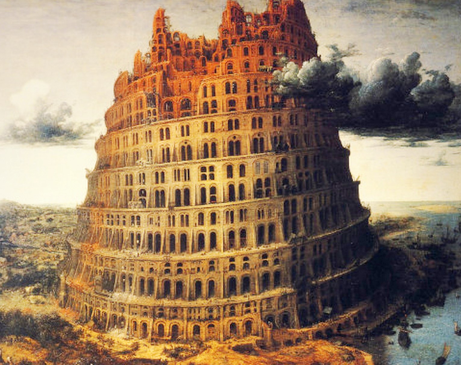 Imágenes Arte Pinturas: PAISAJES, TORRE DE BABEL OLEO