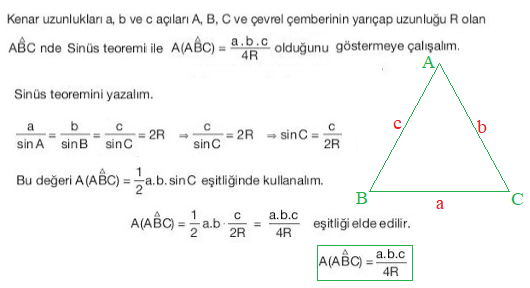 Üçgenin çevrel çemberi ve alanı « Net Fikir
