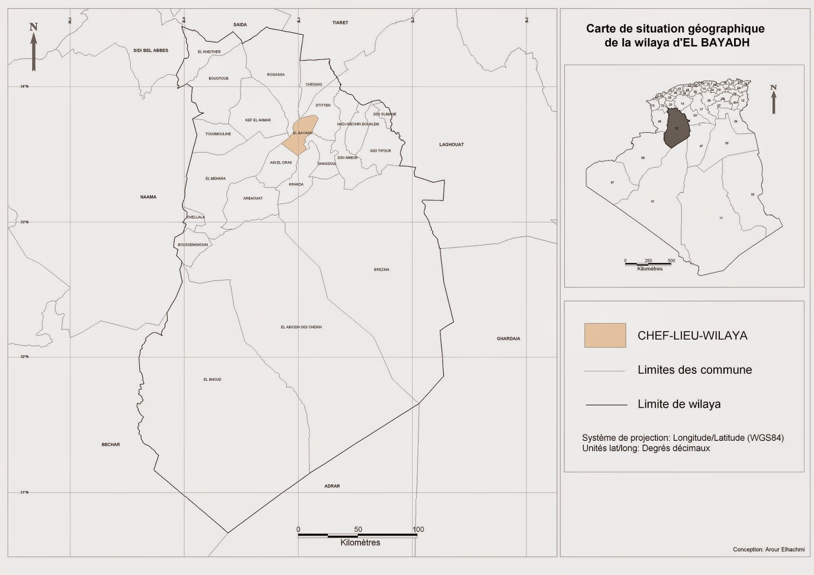 Découpage administratif de l'Algérie & Monographie: Carte de situation ...