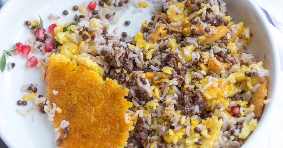 Fall Adas-Polow with quinces and pomegranate