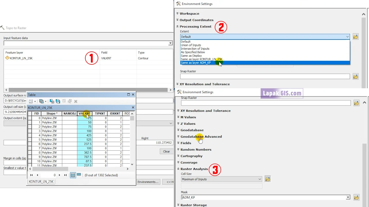 Membuat Kemiringan Lereng (Slope) berdasarkan Garis Kontur Lengkap ...