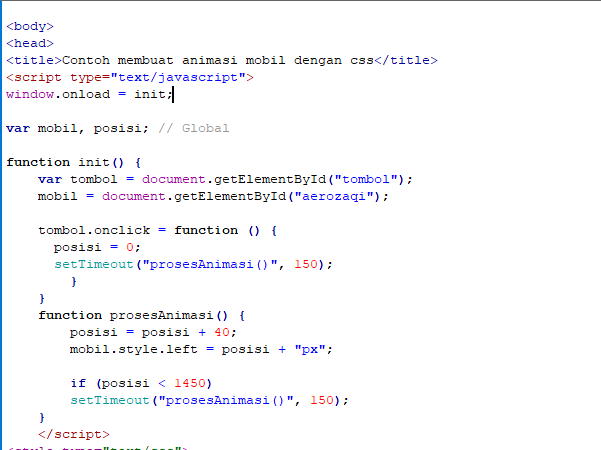 MEMBUAT ANIMASI TAHAP DASAR YANG MENCAKUP HTML, CSS, DAN JAVASCRIPT