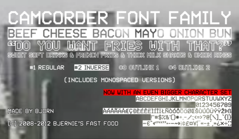 Free Design Tools: Camcorder Font Family For Free