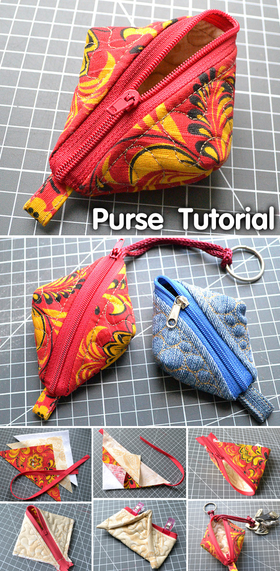 Triangle Zipper Coin Purse ~ Diy Tutorial Ideas