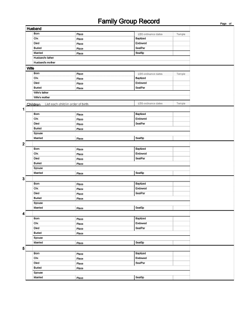 Family Group Record (FGR) with Photos