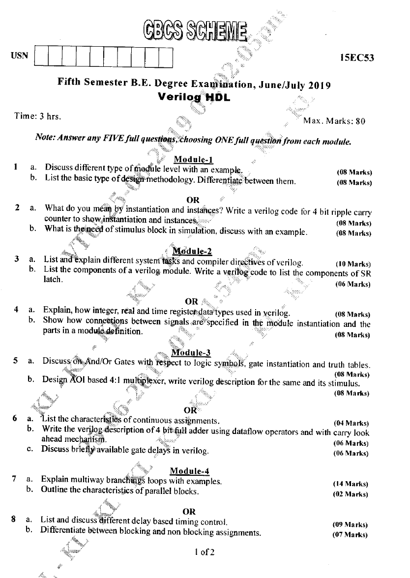 Visvesvaraya Technological University Be Electronics And Communication Cbcs Fifth Semester
