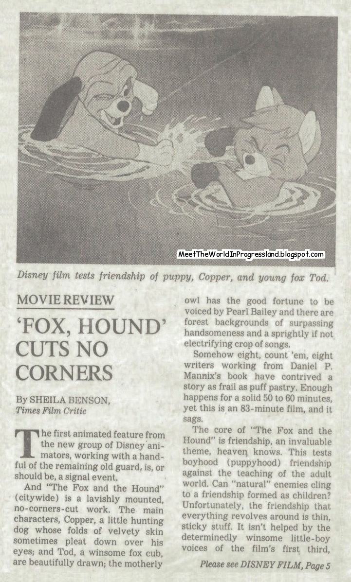 Meet The World: Walt Disney Productions' The Fox And The Hound - 40th ...
