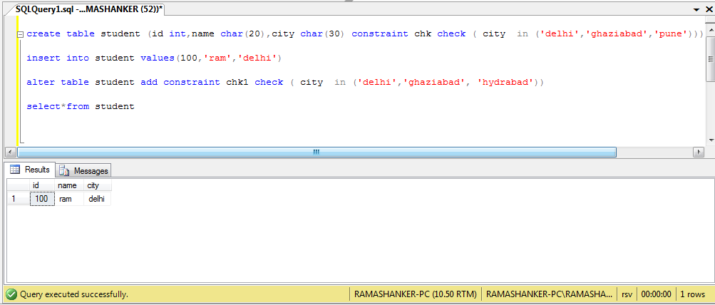 How to Create Check Constraints on Column in SQL SERVER 2008 | MY.NET ... How to Create Check Constraints on Column in SQL SERVER 2008 | MY.NET ...