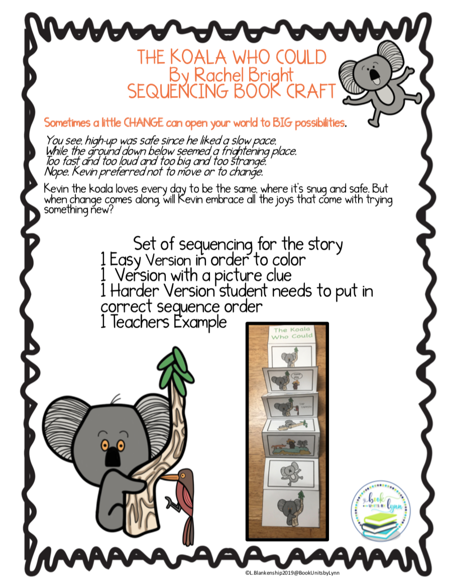 THE KOALA WHO COULD BOOK CRAFT SEQUENCING ~ Book Units by Lynn