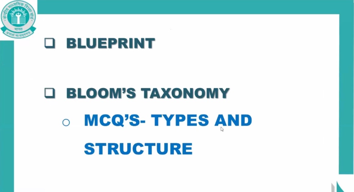 Blueprint and Bloom’s Taxonomy - Courtesy CBSE