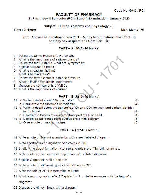 Osmania University B. Pharmacy II-Semester. (PCI)(Supplementary ...