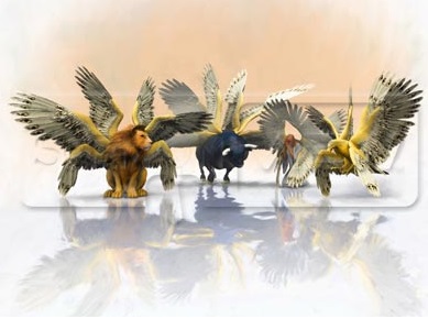 Tocha Radiante: Os quatro querubins diante do trono