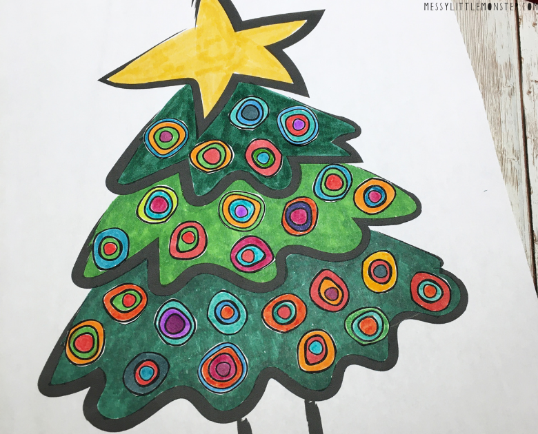 Kandinsky Christmas Tree Art - Messy Little Monster