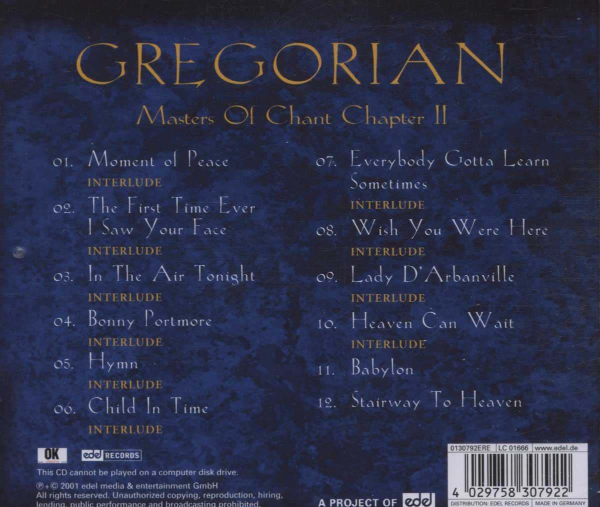 Classic Rock Covers Database: Gregorian - Masters of Chant Chapter II (2001)