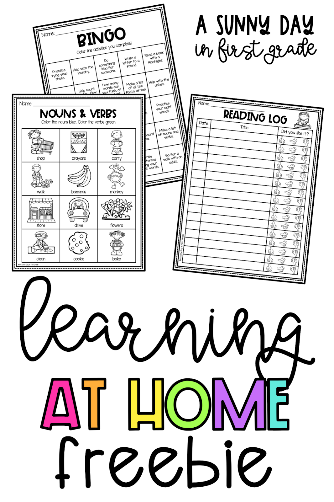 At Home Learning Freebies | A Sunny Day in First Grade