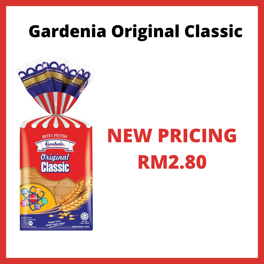 Harga Baru 12 Produk Roti Gardenia Yang Naik Mulai 1 Disember