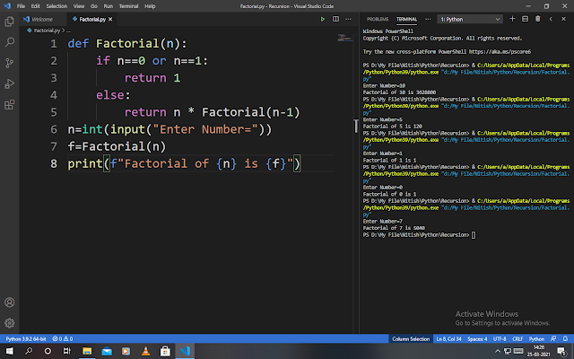 To Find Factorial | Recursive Function | Recursion | Python