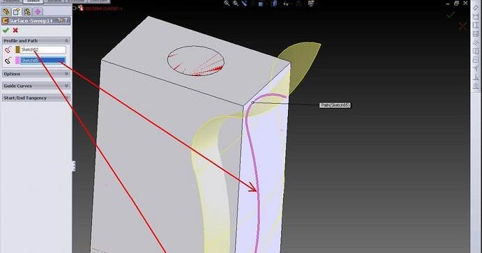 SOLIDWORKS DESIGN TUTORIAL: Cut a solid body with a surface Solidworks