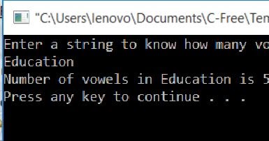 All C Programs: Program 32:To Count number of vowels in a string
