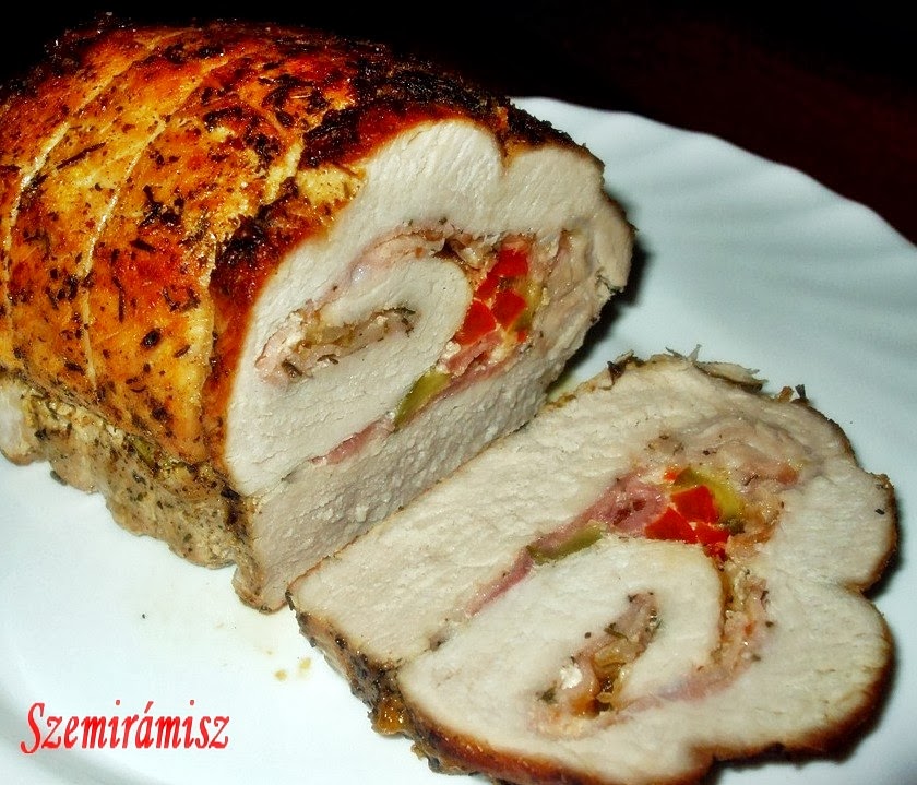 Szemirámisz függőkertje: Töltött karaj egyben sütve