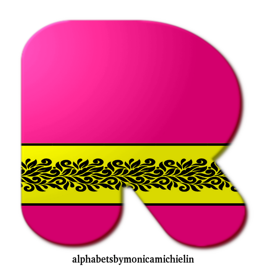 M. Michielin Alphabets: YELLOW AND PINK DAMASK ORNAMENT ALPHABET AND ...