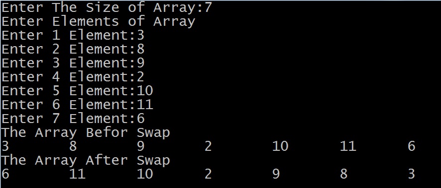 Write A Program In C To Swap First Element With Last Element And Second Element To Second Last 4332