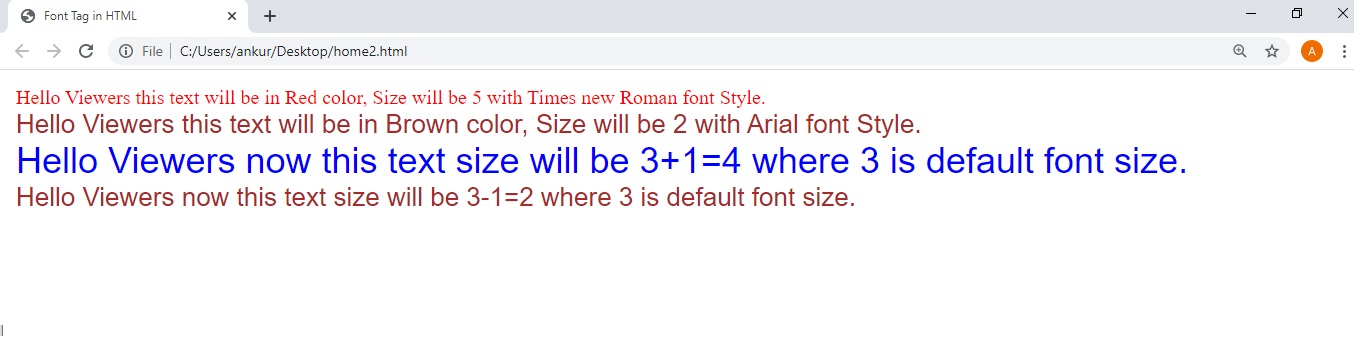 B.Com Computer Notes: Font Tag in HTML