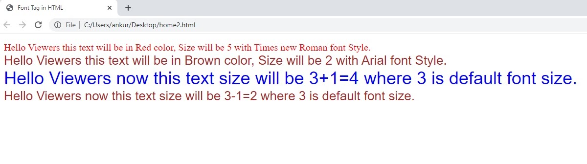 B.Com Computer Notes: Font Tag in HTML