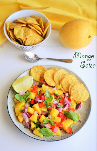 Mango Salsa Recipe | Mango & Mint Salsa | Mango Salsa with corn chips | Happy's Cook