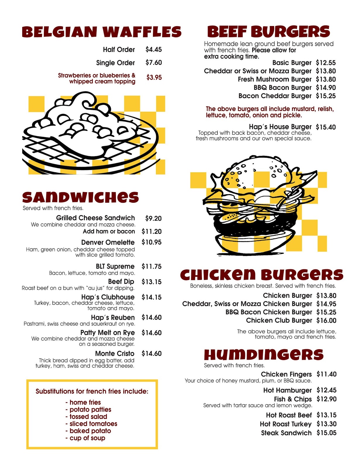 Hap's Hungry House: Menu