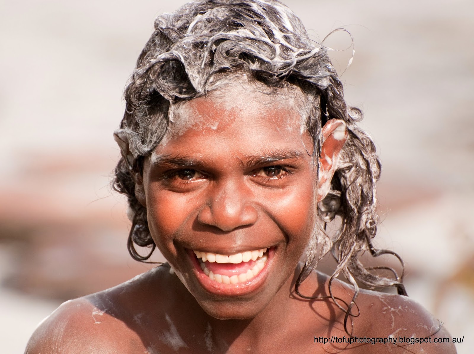 Tofu Photography An Aboriginal Boy With Shampoo In His Hair At The tofu-photography-an-aboriginal-boy-with-shampoo-in-his-hair-at-the