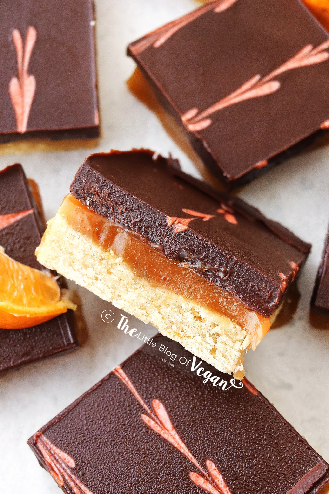Easy Chocolate Orange Millionaires Bars - The Little Blog Of Vegan