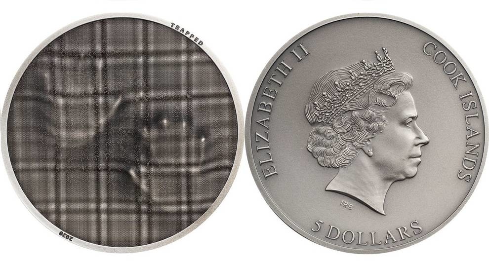 coins and more: 1297) "Still Trapped", Cook Islands: A Silver 5 Dollars ...