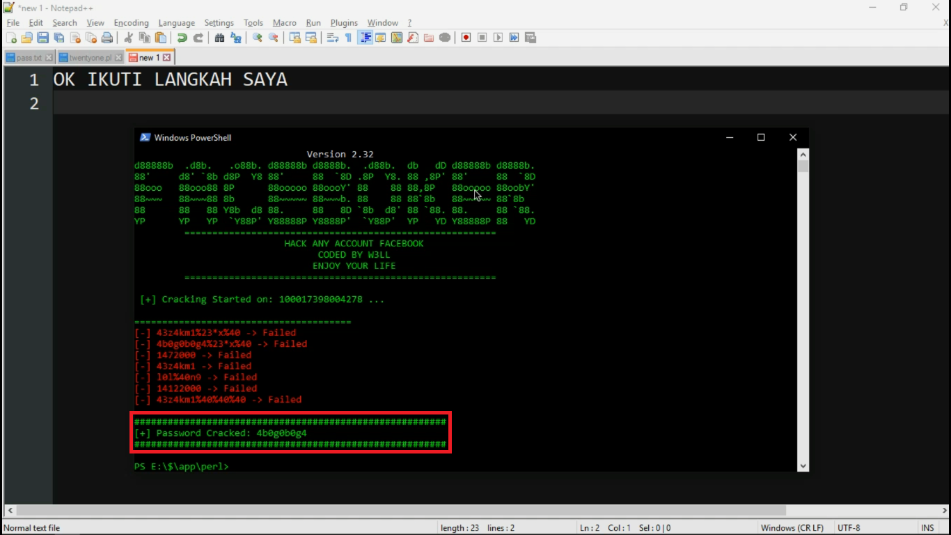 Cara hack Facebook mudah dan praktis menggunakan powershell