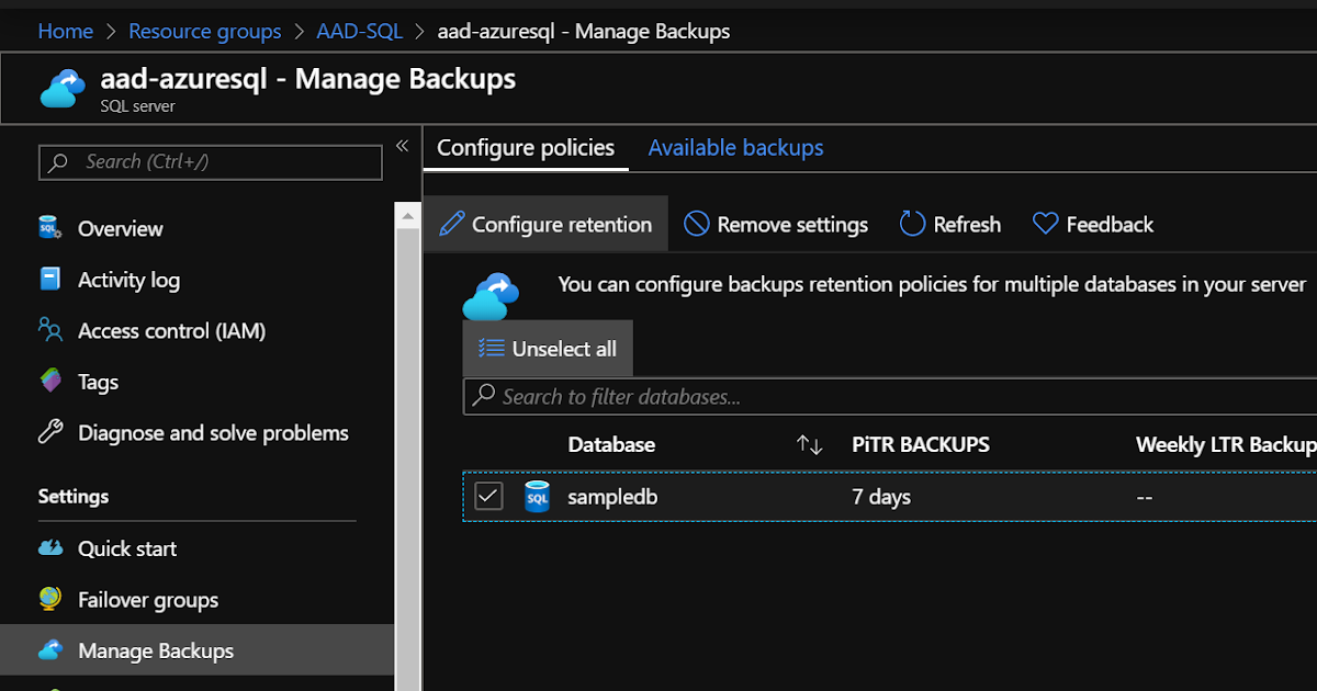 Anupama Natarajan: Data Platform Tips 16 - Backing up an Azure SQL Database Anupama Natarajan: Data Platform Tips 16 - Backing up an Azure SQL Database