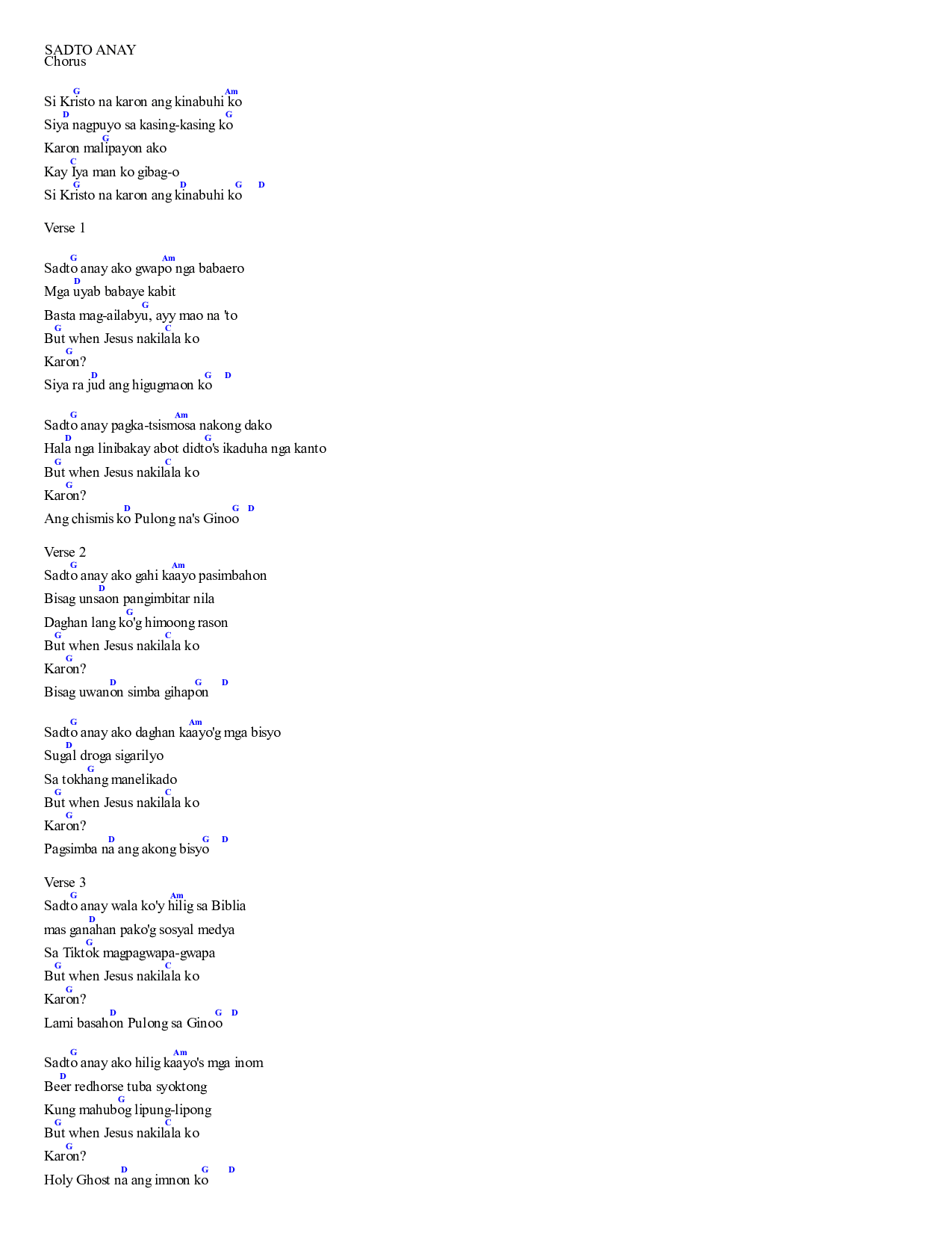 SADTO - Si Kristo Lang ang Buhay Ko REMAKE Lyrics with Chords MP3 Minus ...