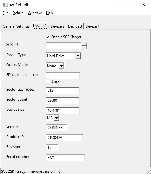 Using SCSI to SD Adapter (SCSI2SD) V5 on RM Nimbus PC-186