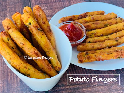 Potato Finger Recipe | Crispy Potato Sticks Recipe | Jayashree Recipes