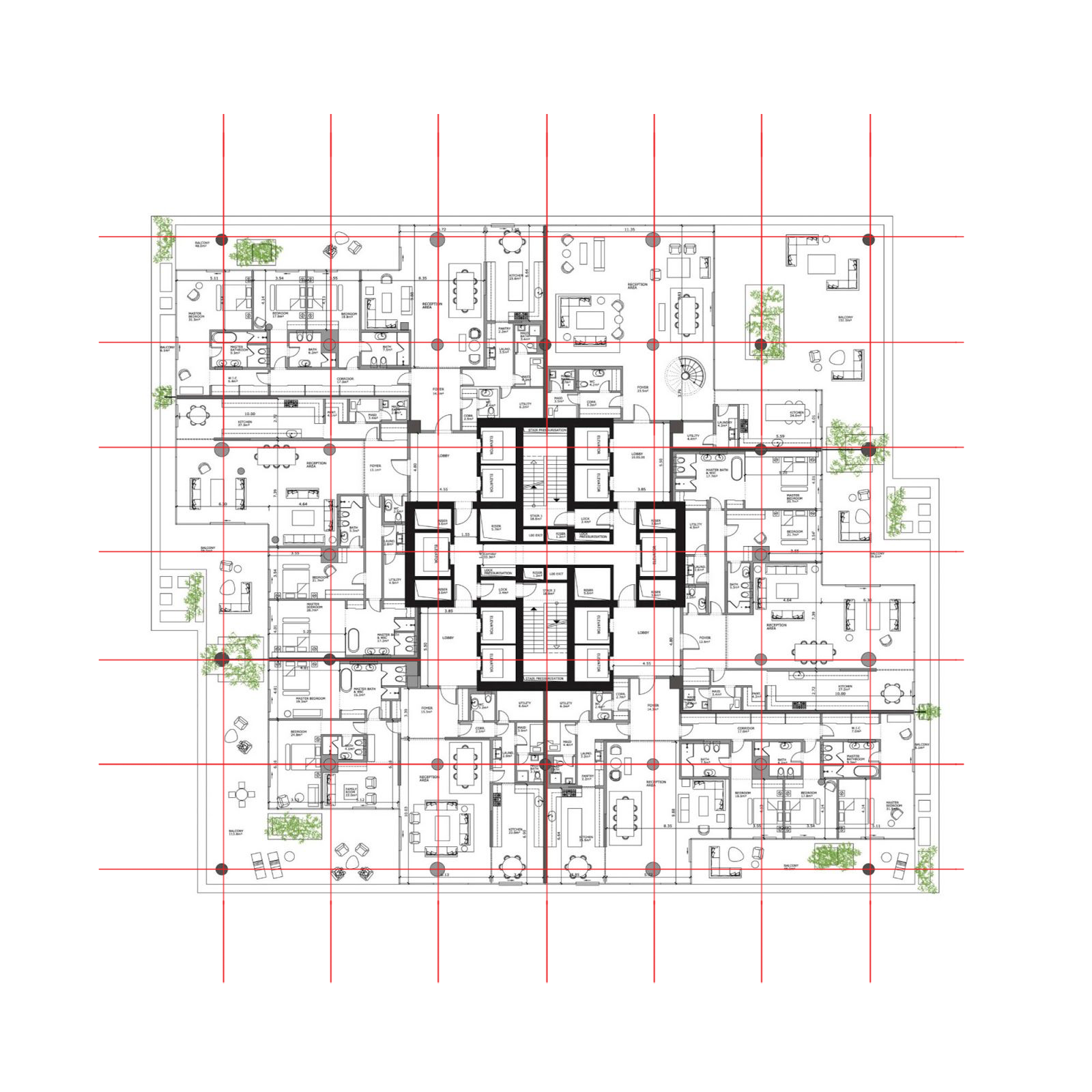 Fig. 1- Sample Drawing showing the 10th Floor with Columns Grid added ...