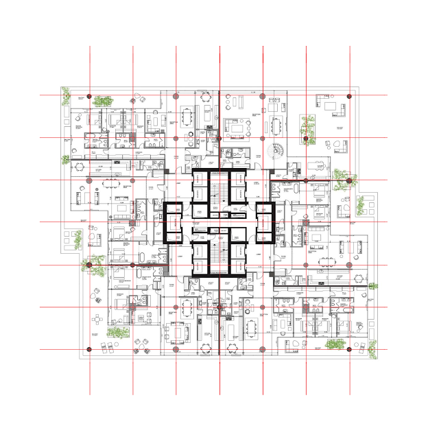 Fig. 1- Sample Drawing showing the 10th Floor with Columns Grid added ...