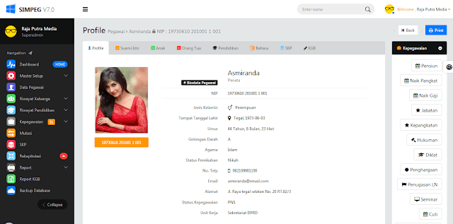 Program Aplikasi Kepegawaian SIMPEG Versi 7 | Generate Software Murah