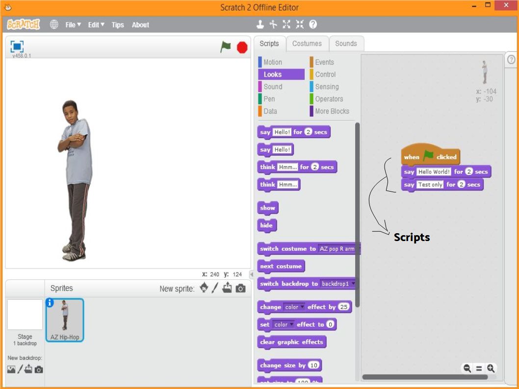 Membuat Program Hello World pada Scratch - Pengenalan Scratch 1