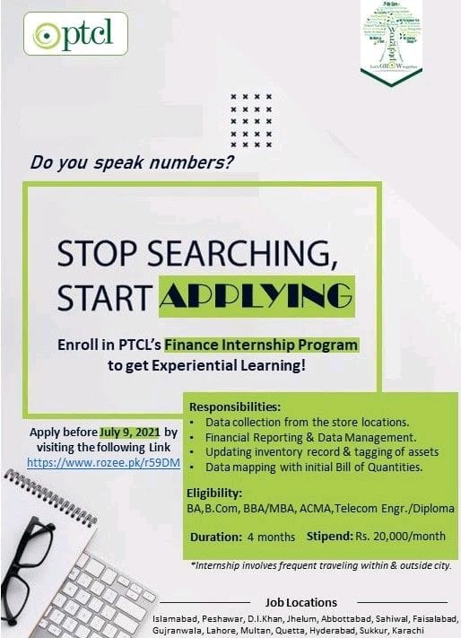 PTCL Internship 2021 - Internship in Pakistan Jobs in PTCL -PTCL - Govt ...