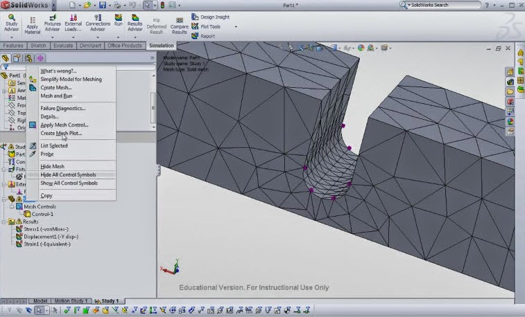 Solidworks simulation: Mesh control, adaptive meshing. - SolidWorks Share