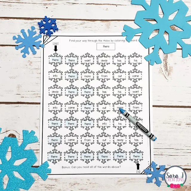 Winter Snowflake EDITABLE Sight Word Mazes | Sara J Creations