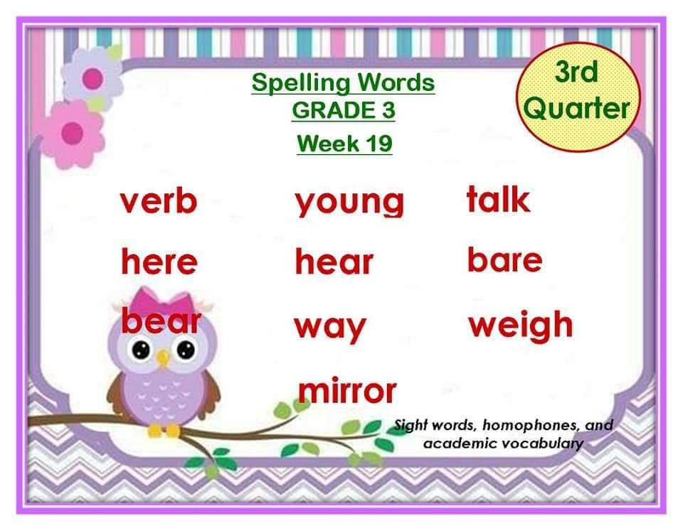Complete Set of Grade 3 Spelling Words 1st-4th Quarter - The Teacher's ...