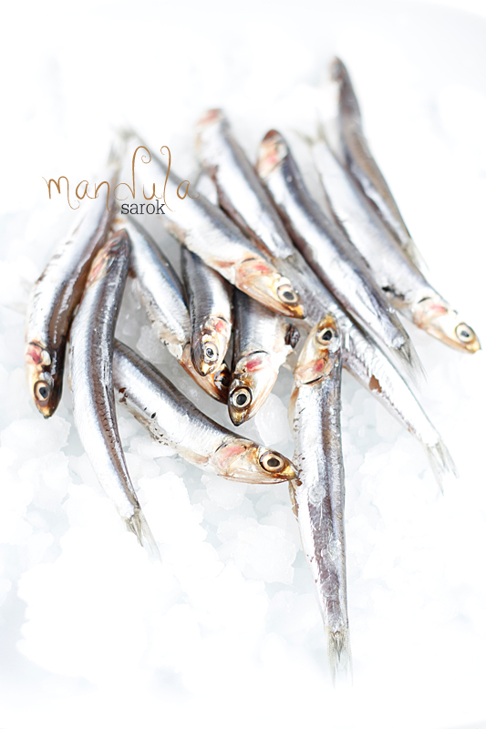 mandulasarok: Sült szardella